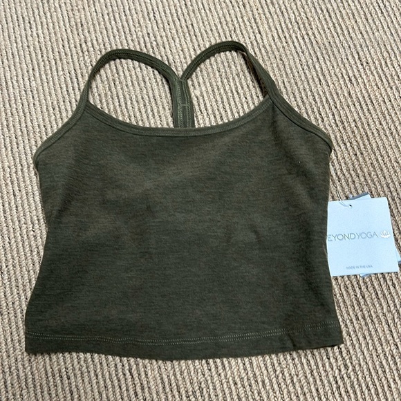 Beyond Yoga | Tops | Beyond Yoga Slim Racerback Cropped Tank Deep Olive ...